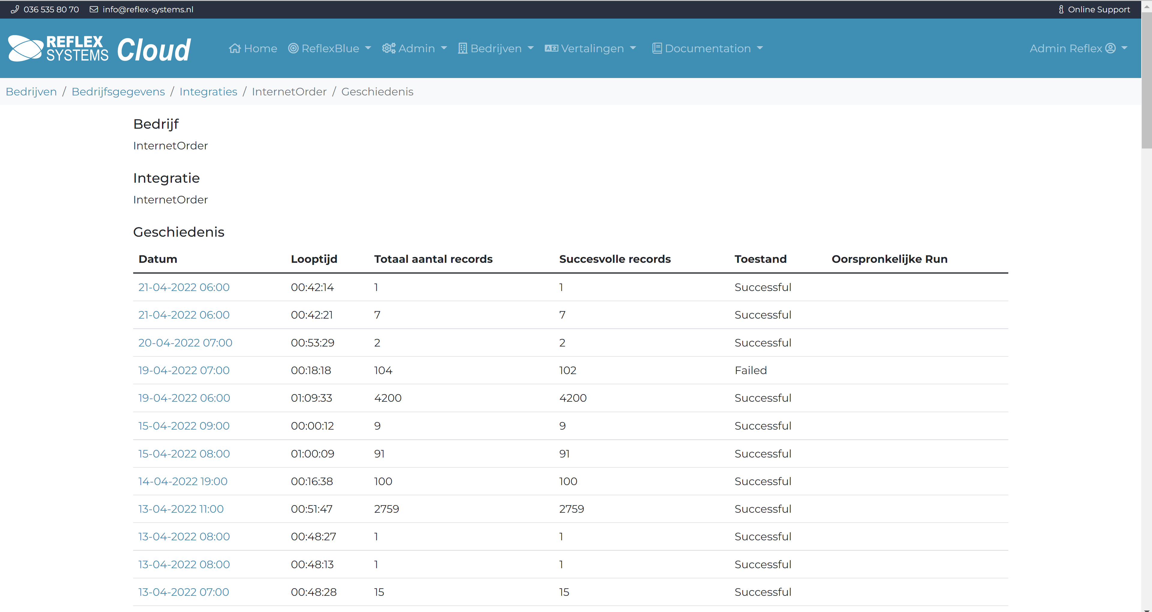 Inzicht in de verwerkingsstatus krijgen — ReflexSystems Documentatie